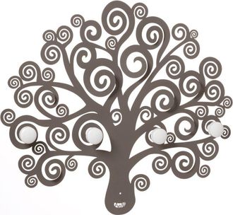 Arti e Mestieri Arti E Mestieri - Porte-manteau mural arbre de vie 40x177 cm, en fer avec boutons en bois, design décoratif italien, couleur boue