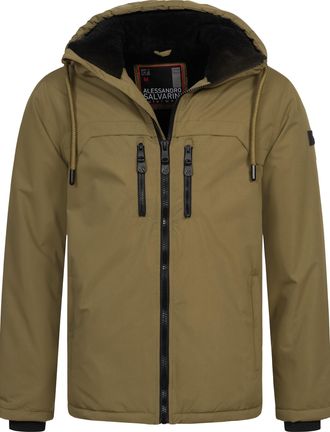 Alessandro Salvarini Herren Winterjacke AS-332 mit Teddyfell & Kapuze
