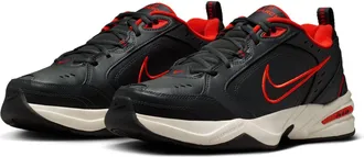 Nike Sneaker NIKE AIR MONARCH IV, Herren, Gr. 44,5, schwarz (dk smoke grau, schwarz, picante rot), Leder, Synthetik, Schuhe Sneaker, Topseller