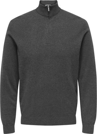 Only & Sons Herren Onsloui Reg 12 Mel Half Zip Knit Noos, Dark Grey Melange, X-Large
