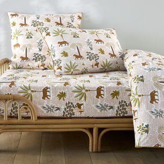 La Redoute Interieurs Drap-housse Enfant En Coton Lav&eacute; Bonnet 25 Cm Imprim&eacute; Jungle Wila
