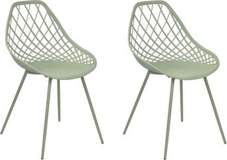Beliani Beliani - Lot de 2 Chaises de Repas en Mati&egrave;re Synth&eacute;tique Vertes Treillis Ajour&eacute; Canton ii