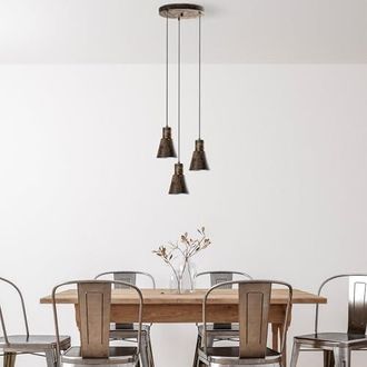 Opviq Elegant Adjustable Chandelier, Antiquation Finish, 40 cm Diameter | Metal Body, 3 x E27 Socket, Height 75-114 cm | Perfect for Modern Living Spaces