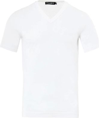 Dolce & Gabbana Homme, Tops, Blanc, Taille: XS T-shirt col en V