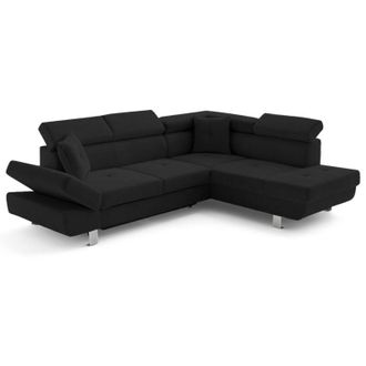 Best Mobilier Bestmobilier - Lisbona - canap&eacute; dangle droit 5 places convertible avec t&ecirc;ti&egrave;res en velours c&ocirc;tel&eacute;