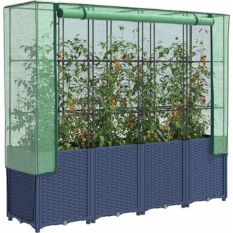 vidaXL vidaXL Jardini&egrave;re sur&eacute;lev&eacute;e avec housse aspect rotin 160x40x153 cm