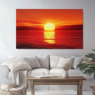 Generic Leinwandbild Bilder Wohnzimmer Einfacher Sonnenuntergang Am Meer, 60 x 40 cm 1tlg, Deko Schlafzimmer Wanddekoration, Aesthetic Foto auf Leinwand, Oran