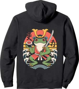 Shinkai Samurai Frosch isst Sushi Japanisch Pullover Hoodie