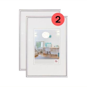 Walther Design Bilderrahmen silber 40 x 50 cm Doppelpack, New Lifestyle Kunststoffrahmen KV050SD