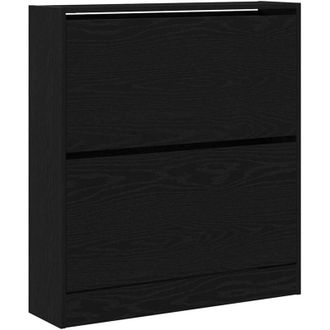 vidaXL Vidaxl - Armoire &agrave; chaussures avec stockage Ch&ecirc;ne noir 80 x 21 x 87.5 cm