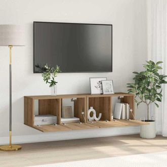 vidaXL Vidaxl - Meuble tv 2 pcs Marron 60 x 30 x 30 cm Bois ding&eacute;nierie
