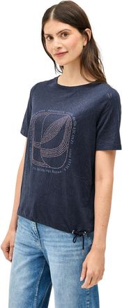 Cecil Damen B323517 T-Shirt mit Schmucksteinen, Urban Navy Blue, XL