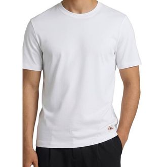 Calvin Klein T-shirt uni &agrave; col rond en coton m&eacute;lang&eacute;
