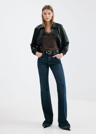 Mango Haut avec d&eacute;collet&eacute; en dentelle chocolat - Femme - XXS - MANGO