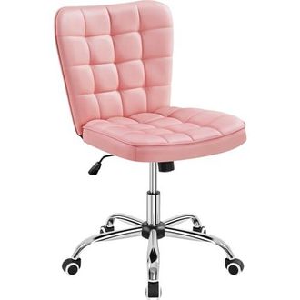 Yaheetech Chaise de Bureau &agrave; roulettes Chaise dOrdinateur en Similicuir avec Assise R&eacute;glable et Si&egrave;ge Dossier Rembourr&eacute;s 84 cm de Hauteur Rose