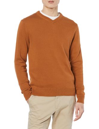 Amazon Essentials Herren Pullover-Pullover Mit V-Ausschnitt (Erhältlich In Groß und Schwer), Rostfarben, L