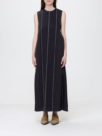 Ter Et Bantine Ter et Bantine Gestreiftes Midi-Kleid aus Baumwolle und Leinen