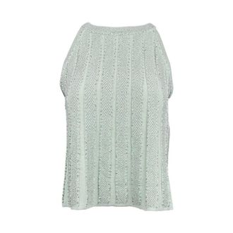 D.exterior Halter Stricktop - - Tops - Damen - Gr&uuml;n - L