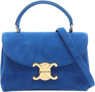 Celine Pre-owned Teen Nino Triomphe Sac &agrave; main bandouli&egrave;re en daim 2 en 1 - Femme - Pre-owned - Bleu - Taille: ONE Size
