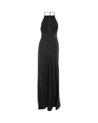 Patrizia Pepe Maxi Satin Halter Dress - Green