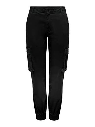 Only ONLBETSY-Alva MW ANK Cargo PNT Noos Pantalons, Noir-2, 38W / 34L Femme