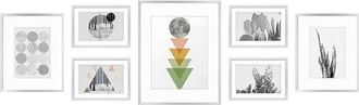 Golden State Art Bilderrahmen-Kollektion, Metall, 7 St&uuml;ck, Aluminium, silberfarben, Fotorahmen mit elfenbeinfarbener Matte und Echtglas