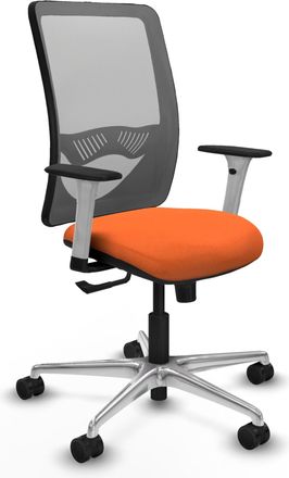 Piqueras y Crespo Drehbarer B&uuml;rostuhl ohne Rollen Zulema mit wei&szlig;en und schwarzen Armlehnen, h&ouml;henverstellbare Lendenwirbelst&uuml;tze, ausgestattet mit 3 Positionen, Grau/O