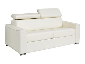 Vente-Unique Schlafsofa mit Matratze 3-Sitzer - B&uuml;ffelleder - Wei&szlig; - Liegefl&auml;che 140 cm - Matratze 14 cm - Vizir