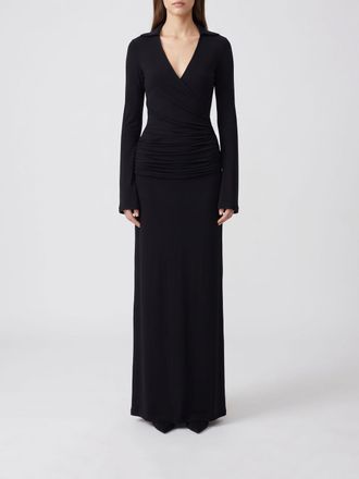 Eleh Robe longue fourreau en jersey avec col en V et taille drap&eacute;e brod&eacute;e