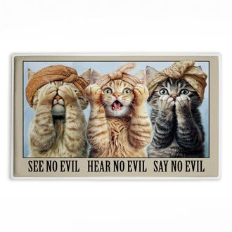 Stupell Industries No Evil Cats Trio Bedruckte Plüsch-Badezimmer-Fußmatte, Design von Jim Baldwin, 30 x 0,8 x 18 cm