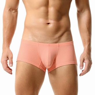 Generic Boxer pour homme, sous-v&ecirc;tement avec poche bulge pochette, short r&eacute;tro, couleur unie, stretch, boxer + short &agrave; s&eacute;chage rapide pour homme, Orange, XXL 