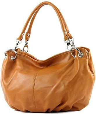 modamoda.de IT40 - ital. Sac &agrave; bandouli&egrave;re en cuir pour femme, Camel fonc&eacute;, sh. Beschreibung