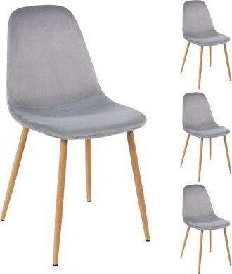 M&S Collection Lot de 4 chaises 50x44x86 cm en velours gris et naturel - VELVET