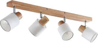 Lindby Deckenlampe Holz Textil, Stoff Deckenleuchte, Deckenstrahler drehbar und schwenkbar, 4x E14, ohne Leuchtmittel, Deckenspot, Wohnzimmerlampe