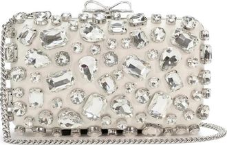 Self Portrait SELF-PORTRAIT CREAM SATIN CRYSTAL CLUTCH