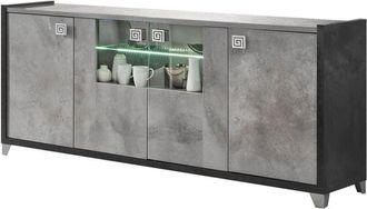 Altobuy Altobuy - hoffman - Buffet 4 Portes Gris Aspect Pierre avec Led