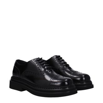 Dolce & Gabbana Mens Black Leather Oxfords And Derbies Shoe