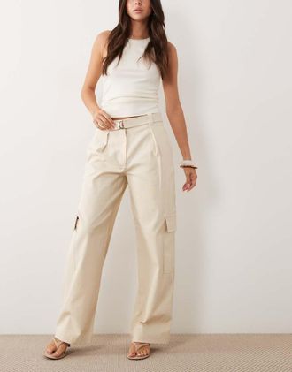 Mango Weite Utility-Hose in Beige-Neutral