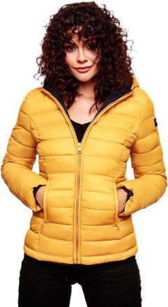 Marikoo Damen Jacke Steppjacke Herbst Winter Übergangsjacke gesteppt B651 [B651-Luc-Gelb-Gr.XS]
