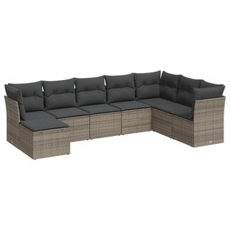 vidaXL Vidaxl - Set Divano Da Giardino 8 Pz Con Cuscini Grigio In Polyrattan