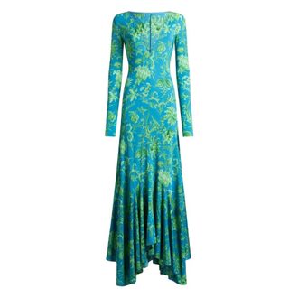 Etro Langes Stretch-Jersey-Kleid mit Blumenmotiv - - Dresses - Damen - Blau - S