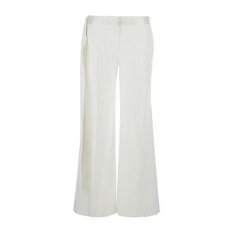Victoria Beckham Femme, Pantalons, Blanc, Taille: 38 FR Pantalon Blanc en M&eacute;lange de Laine avec Ceinture