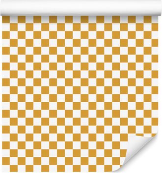 OEM Carta Da Parati A Scacchiera Color Crema E Oro Per Soggiorno E Camera Da Letto, 50x1000 Cm