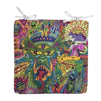Fabulous Stuhlkissen, quadratisch, Motiv: Demon Droge, Hippie Psychedelisch, 70er Jahre, 40 cm