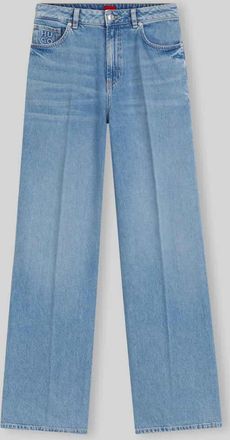 HUGO BOSS Wide Leg Jeans aus reiner Baumwolle mit B&uuml;gelfalten