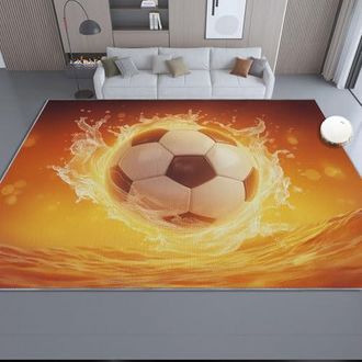 Generic Jaune Tapis de Bain antid&eacute;rapant, Moquette d&eacute;coratifs Sports Match De Football Motif r&eacute;sistant &agrave; la d&eacute;coloration Hydrofuge pour Salon Chambre &agrave; Couche