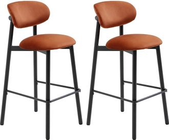 Vente-Unique Set aus 2 Hockern aus Samt & Metall - Terrakotta - LAKABI