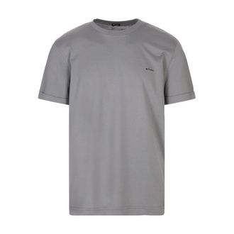 Kiton Besticktes Logo Graues T-Shirt und Polos - - Tops - Herren - Grau - 3XL