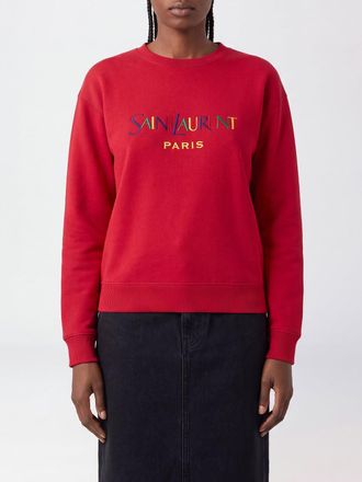 Saint Laurent Sweat &agrave; col rond en coton avec logo brod&eacute; et &eacute;paules tombantes