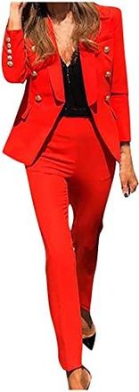 E.SSUE Tailleur Femme Ensemble Pantalon Mariage Ensemble de costume daffaires Costume de pantalon Chic Et Elegant &agrave; manches longues Slim Fit Costume 2 pi&egrave;ces